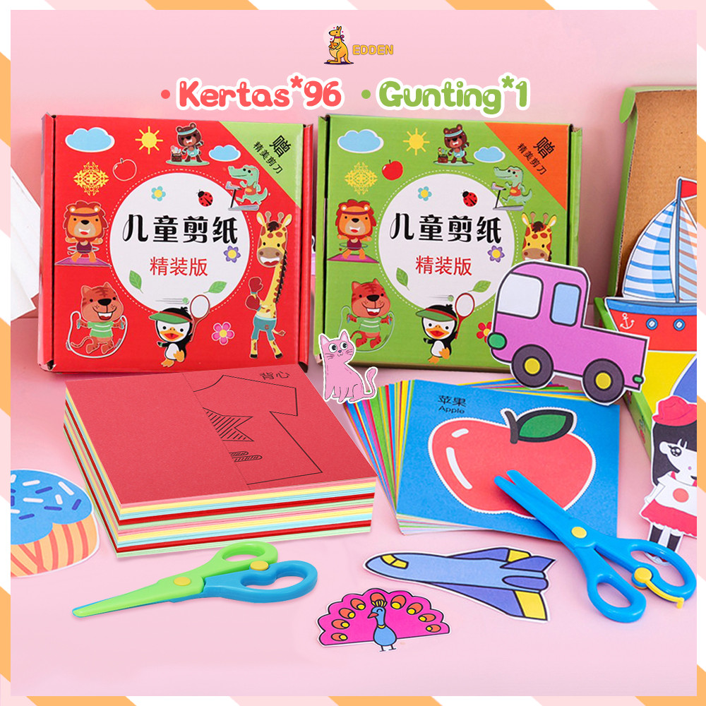 Jual Edden Mainan diy paper cutting Gambar kertas pola kids land ...