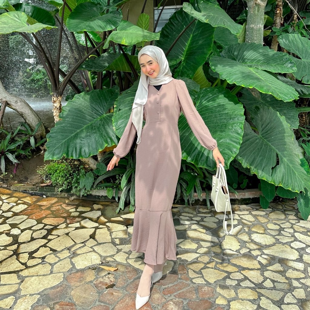 Jual Ayesha Dress Korean Style | Gamis Crinkle Wanita Coquette Duyung ...