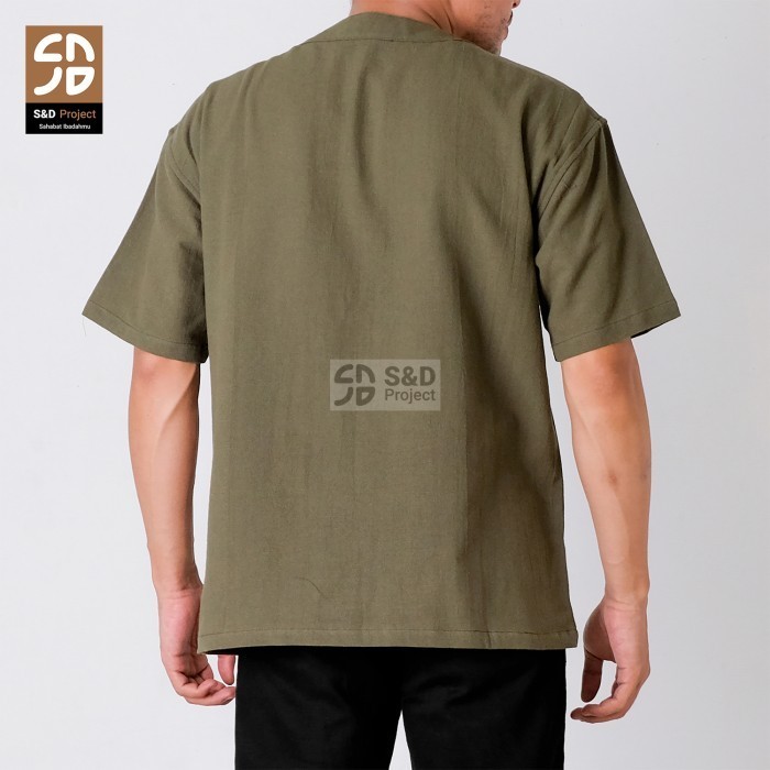 Jual Baju Koko Maheer Oversize Bahan Linen Fumiko Polos Warna Army ...