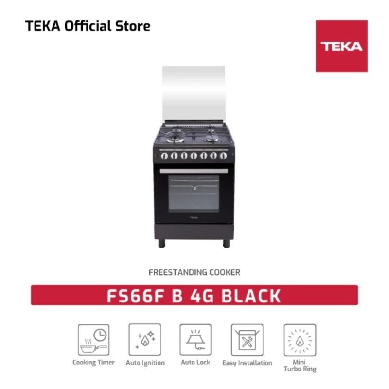 Jual TEKA KOMPOR GAS FREESTANDING COOKER FS66F 4G BLACK | Shopee Indonesia