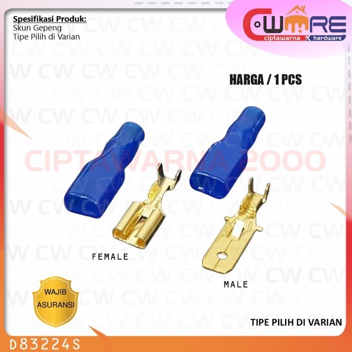 Jual Terminal Sekun Skun Gepeng Besar Male Female 6.3mm + karet - CwNs ...