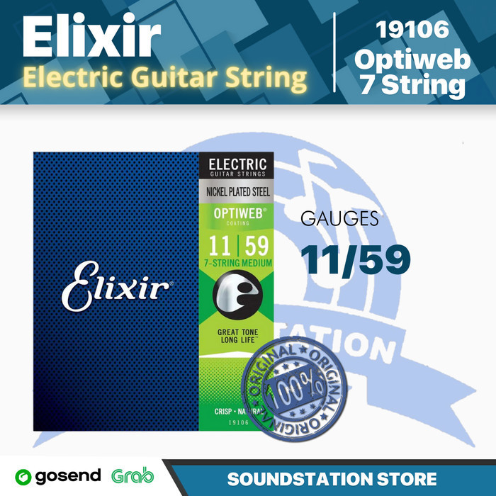 Jual Elixir 19106 Optiweb Medium 7-String Electric Guitar Strings, 11-59 | Shopee Indonesia