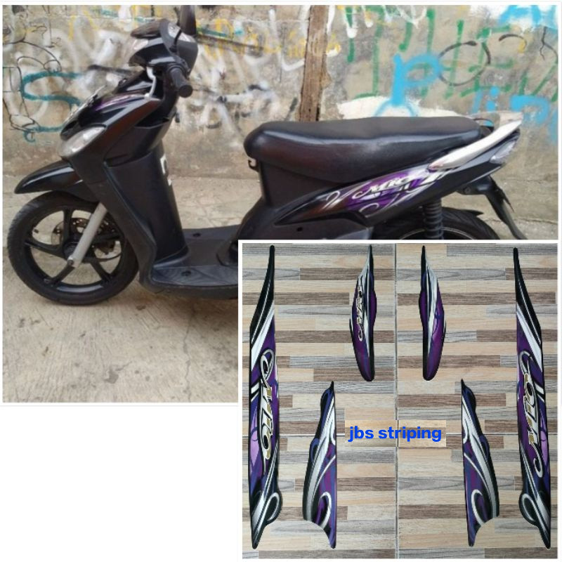 Jual Stiker mio sporty striping Yamaha Mio sporty smile hitam ungu ...