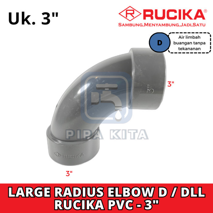 Jual Large Radius Elbow D 3 Inch RUCIKA PVC Long Elbow Knee Panjang 90° | Shopee Indonesia
