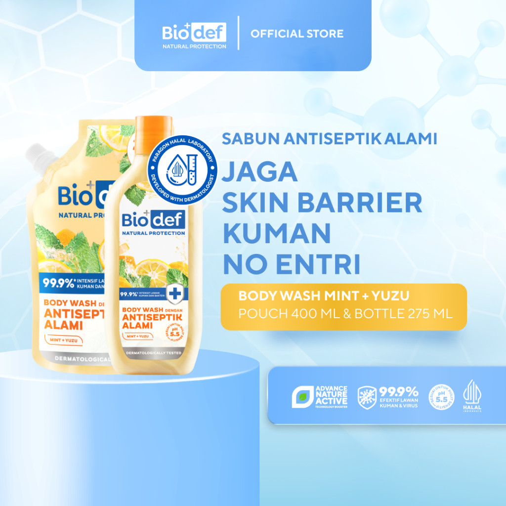 Jual Biodef Natural Protection Mint + Yuzu Paket (Body Wash Botol 275 ...