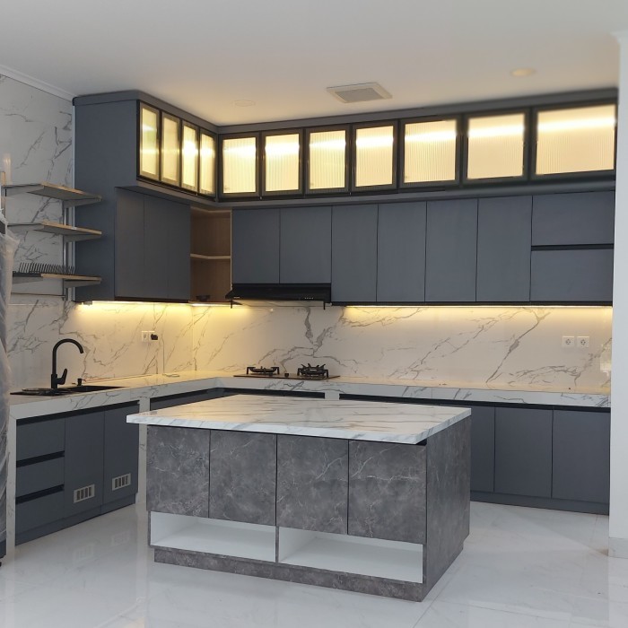 Jual kitchen set minimalis modern hpl custom meja island | Shopee Indonesia