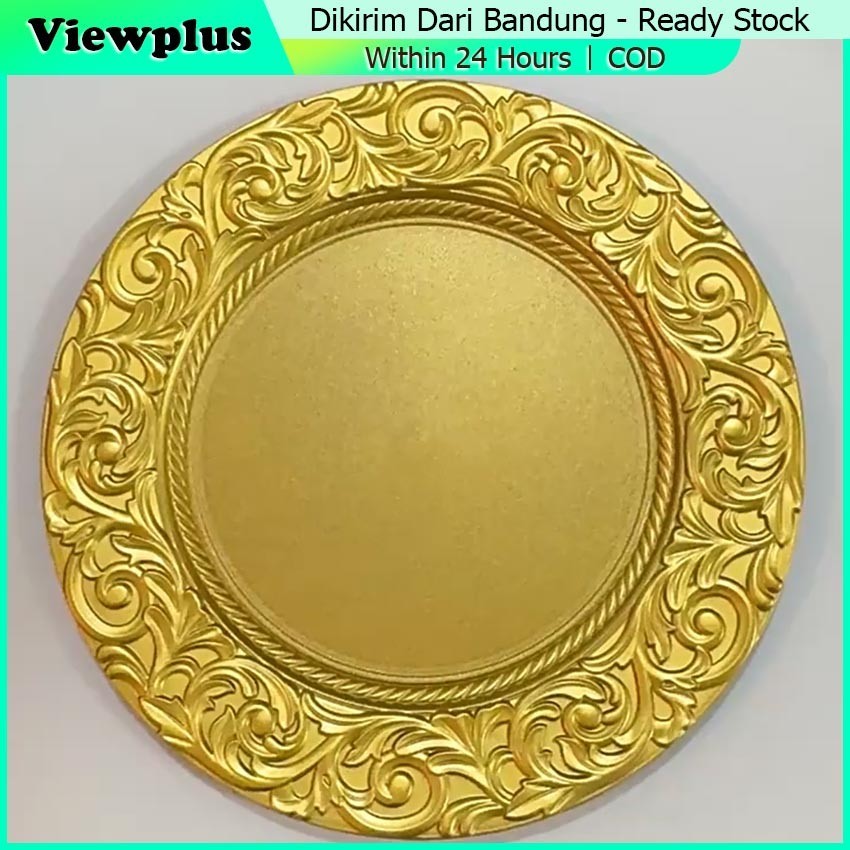 Jual Piring Saji Makan Steak Mewah Datar Eropa Gold Estetik Unik Mewah/Piring Kue Hotel Mewah ...
