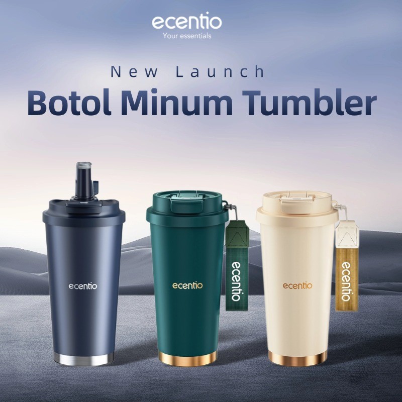 Jual hv64rg 【New Launch】Ecentio Tumbler Minum Premium 580ml Dan Sedotan ...