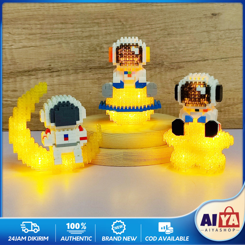 Jual Mainan Balok Building Block DIY Astronot Space Dengan Lampu LED ...