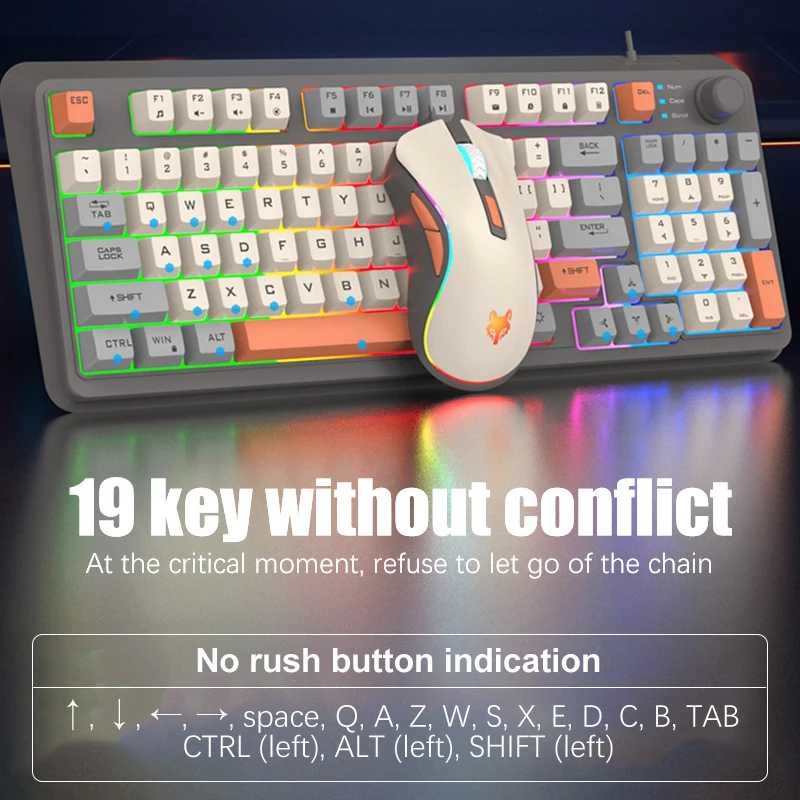 Jual XUNFOX Gaming Keyboard RGB LED USB Wired 94 Keys Top Knob with ...