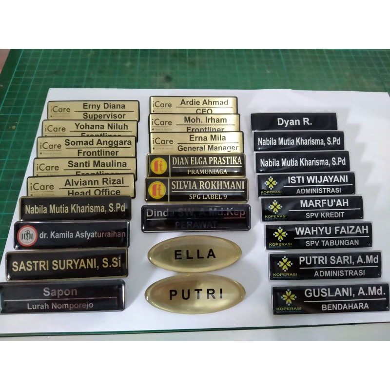Jual Nama Dada Name Tag Akrilik Kuningan Stainless Magnet Peniti Paku ...