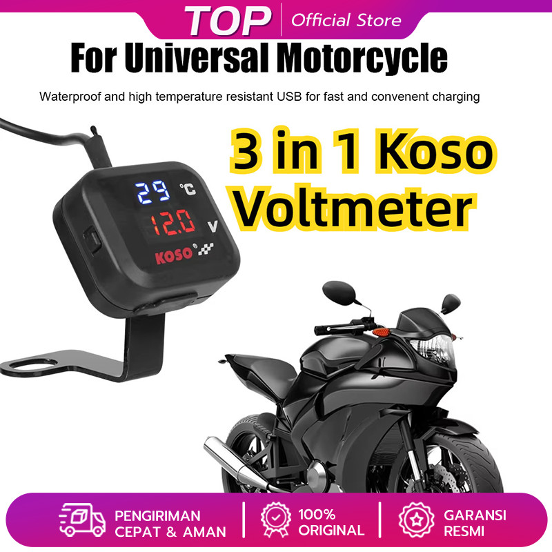 Jual 3 in 1 Koso Usb Anti Air Origina Voltmeter Charger Universal Semua ...