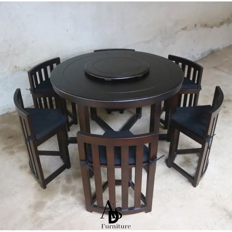 Jual set meja makan kayu jati bulat meja makan minimalis meja makan ...