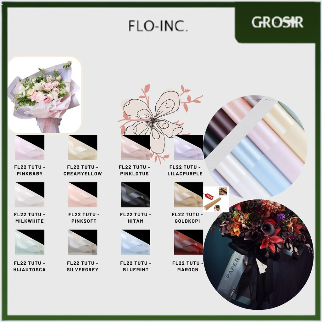 Jual FLO-INC. - (5 LEMBAR) - FL22 TUTU Kertas Bunga Paper Buket Motif ...