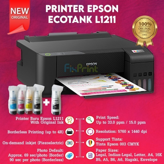 Jual Printer Epson EcoTank L1211 Print Only Pengganti L1210 New Garansi Resmi | Shopee Indonesia