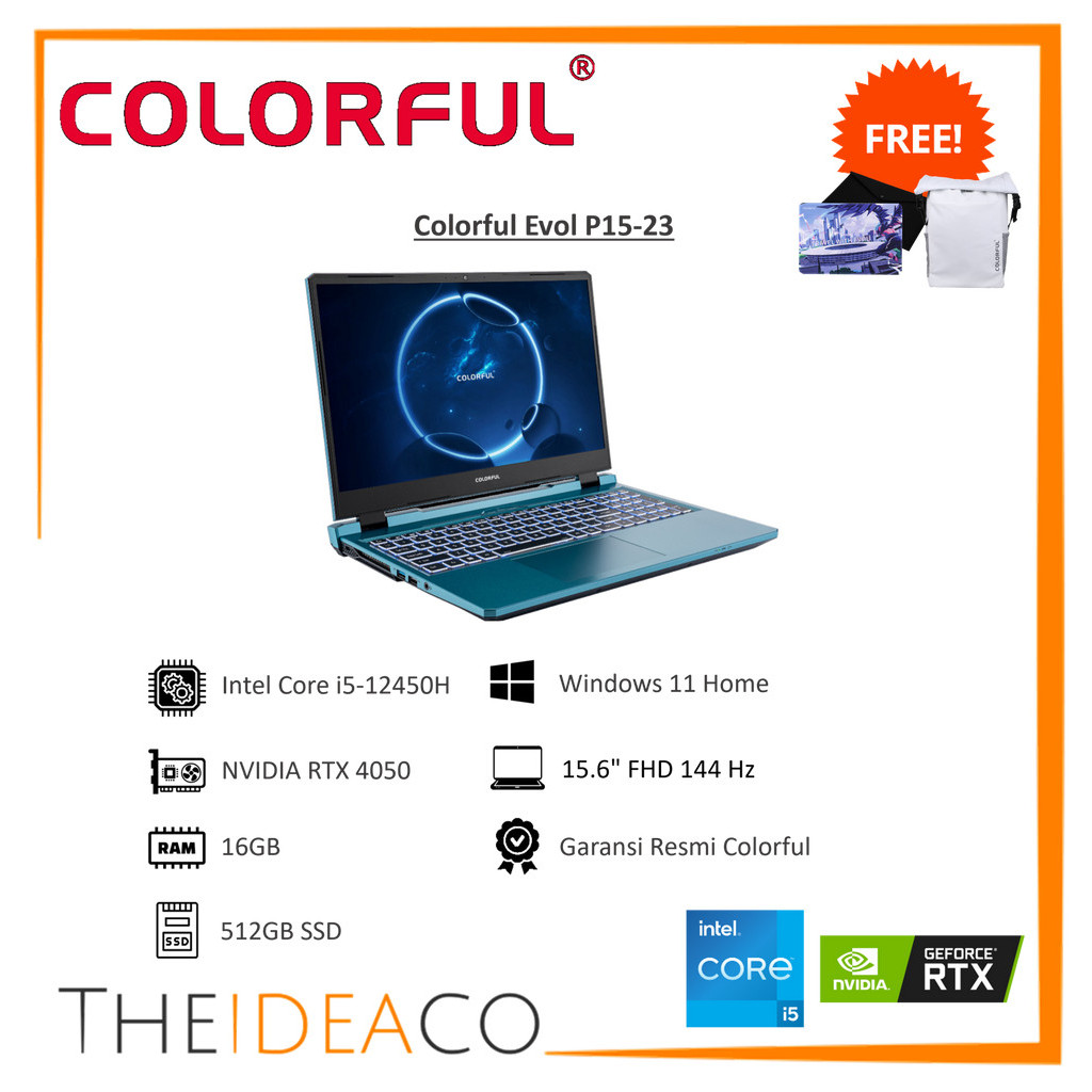 Jual Colorful Laptop Gaming P15 i5-12450H 16GB 512GB SSD RTX 4050 15.6 ...