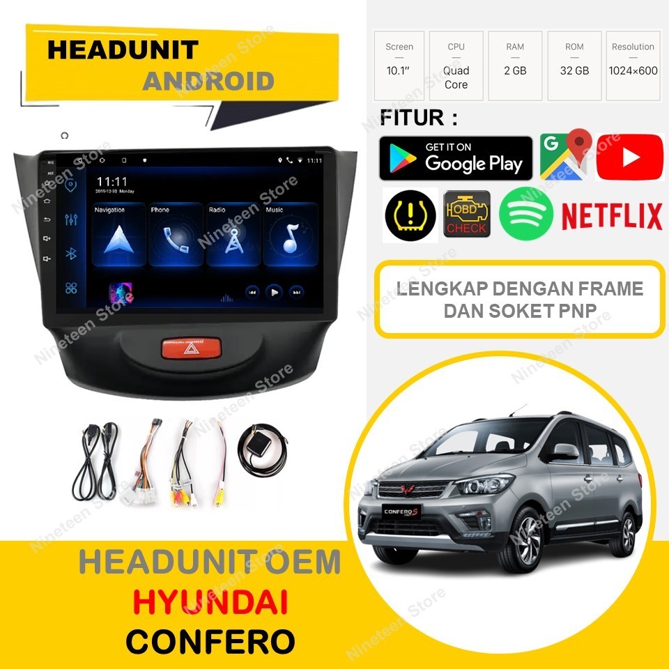 Jual Headunit Android Set Wuling Confero 10 Inch Frame Soket PNP ...