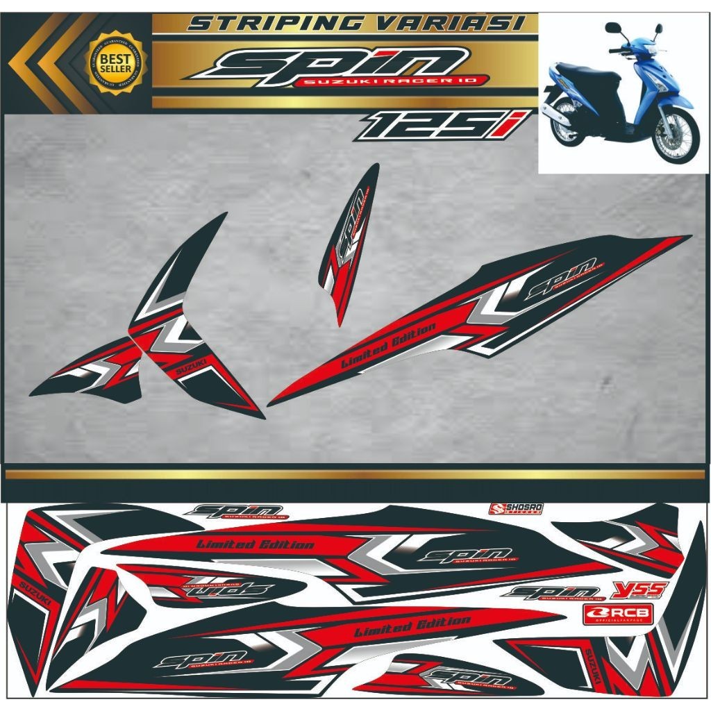 Jual COD/VARIASI Sticker Striping Motor SUZUKI SPIN 125 Motif Terbaru ...
