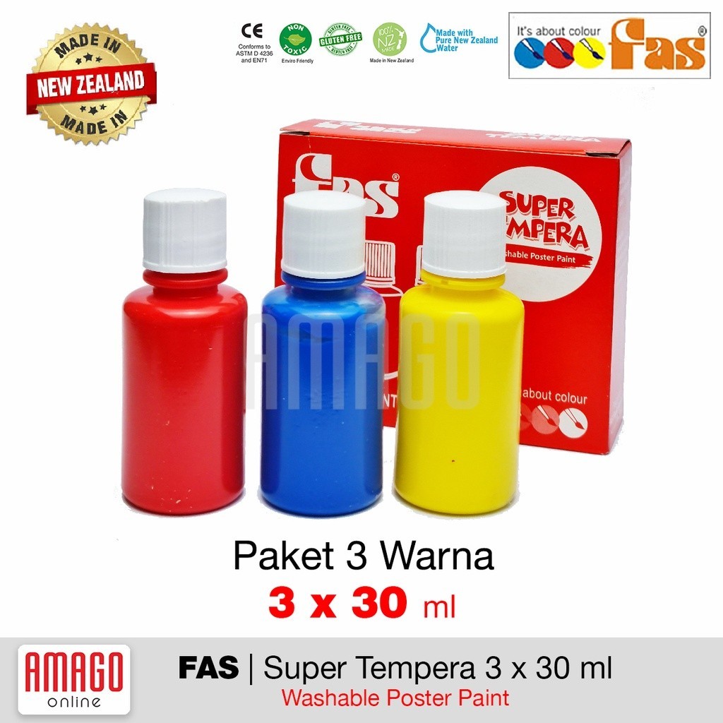 Jual Cat Poster Lukis FAS Super Tempera - 3 Primary Colour set - Paket ...