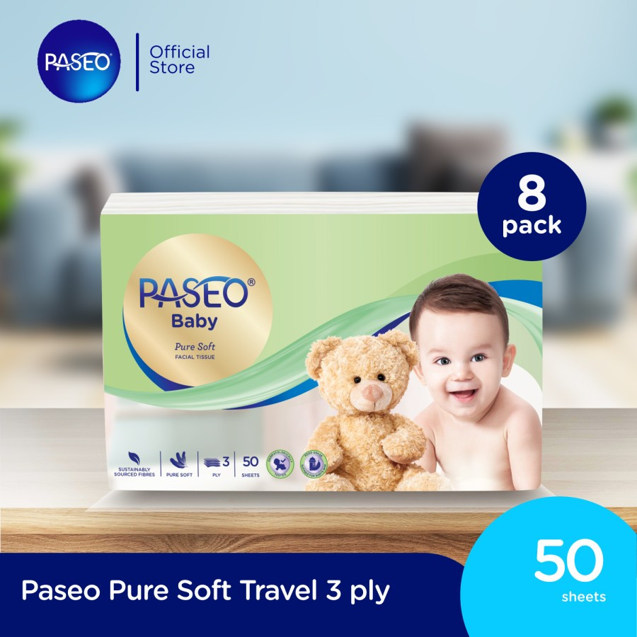 Jual Paseo Baby Tissue Bayi Travel Pack 50 Sheets x 8 Packs | Shopee ...