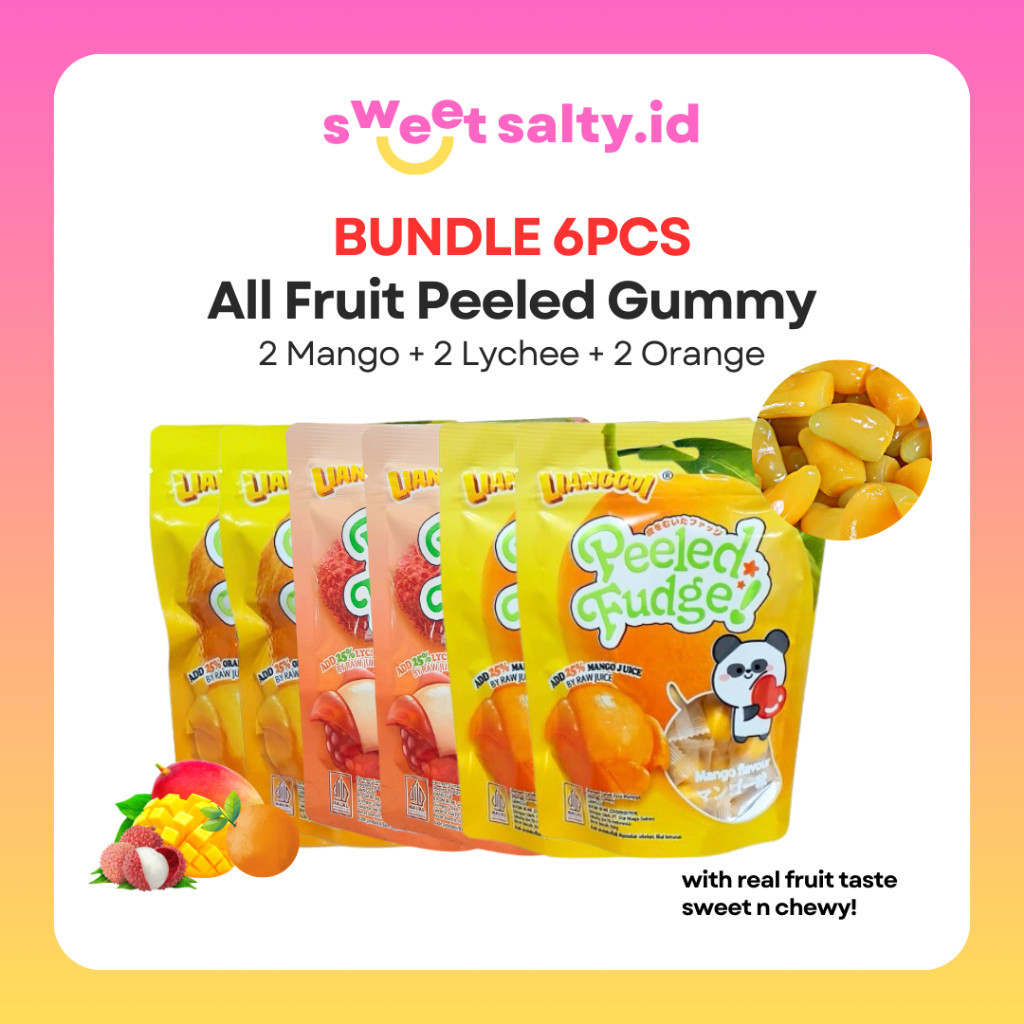Jual HALAL Lianggui Bundle 6in1 All Fruit Peeled Gummy | Permen Buah ...