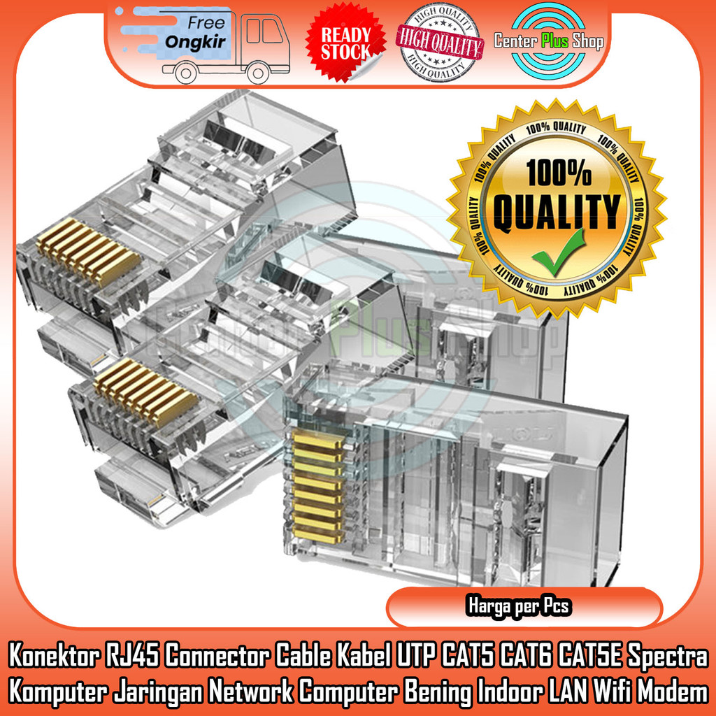 Jual Konektor Connector RJ45 UTP CAT5 CAT6 Spectra LAN Internet ...