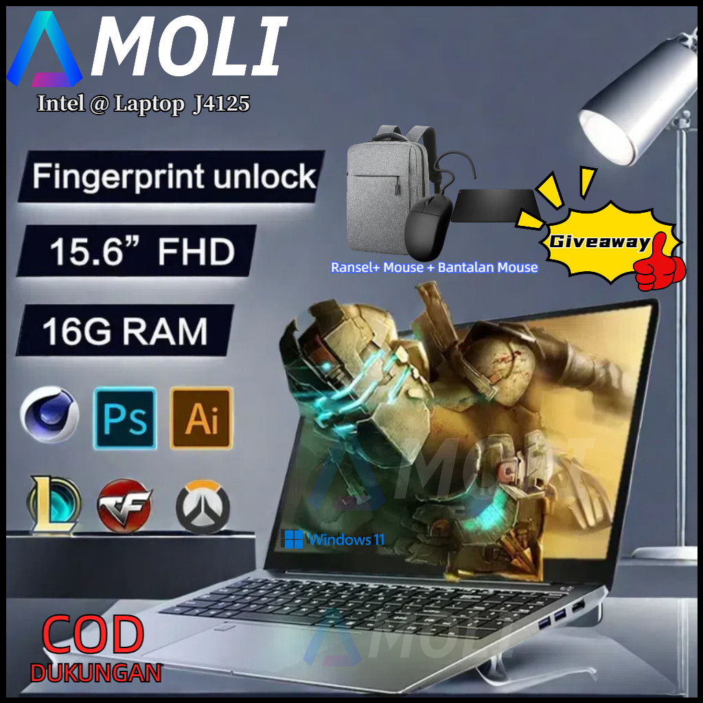 Jual [COD]AMOLI J4125 Laptop Sidik Jari 15,6 inci 12G (RAM) + 512GB ...