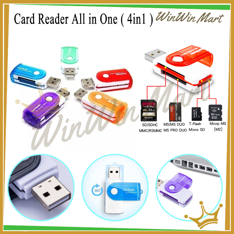 Jual Card Reader All In One/4 Slot Multi Cardreader/Flashdisk 4 Slot ...