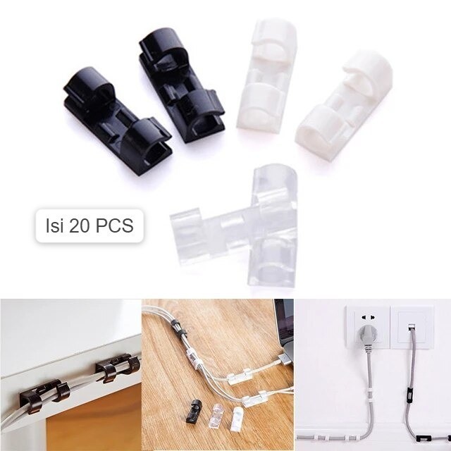 Jual JCM Perapih Cable Isi 20 PCS Clip Klem Kabel Tempel Pengikat Klip ...
