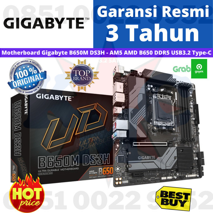 Jual Mainboard Gigabyte B650M DS3H AM5 AMD B650 DDR5 USB3.2 Type-C ...