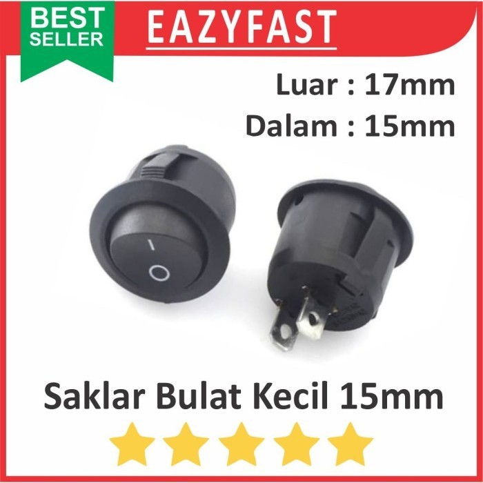 Jual Saklar Bulat Kecil 2 Pin Kaki 15mm 17mm Round Rocker Switch KCD1 ...