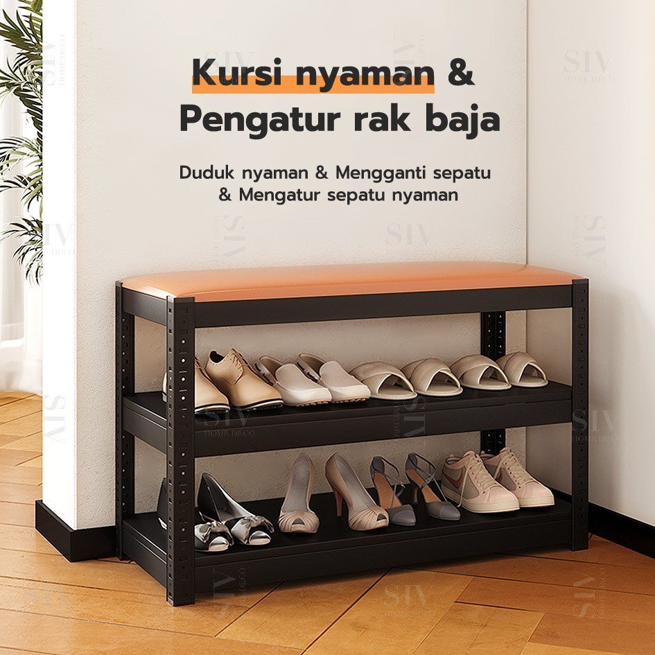 Jual Rak Sepatu Duduk Sofa Lemari Sepatu Besi 2 Susun Bangku Rak Sepatu ...