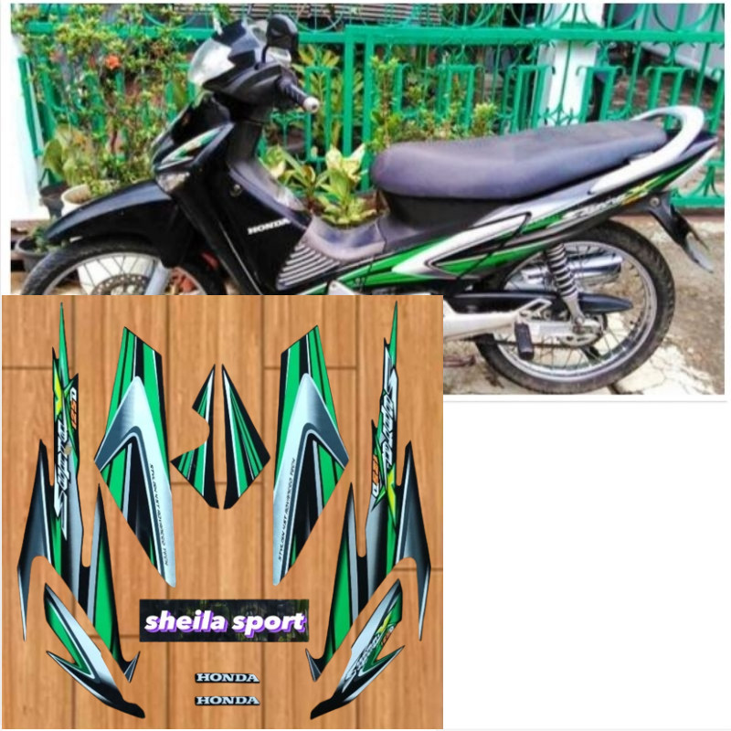 Jual Striping motor supra stiker Honda Supra X 125 D hijau hitam tahun ...
