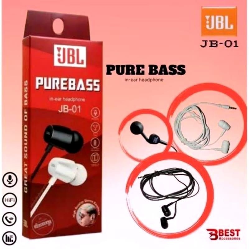 Jual New!!! HF HEADSET HANSFREE JBL [ JB-01 ] PURE BASS EXTRA SUPER ...