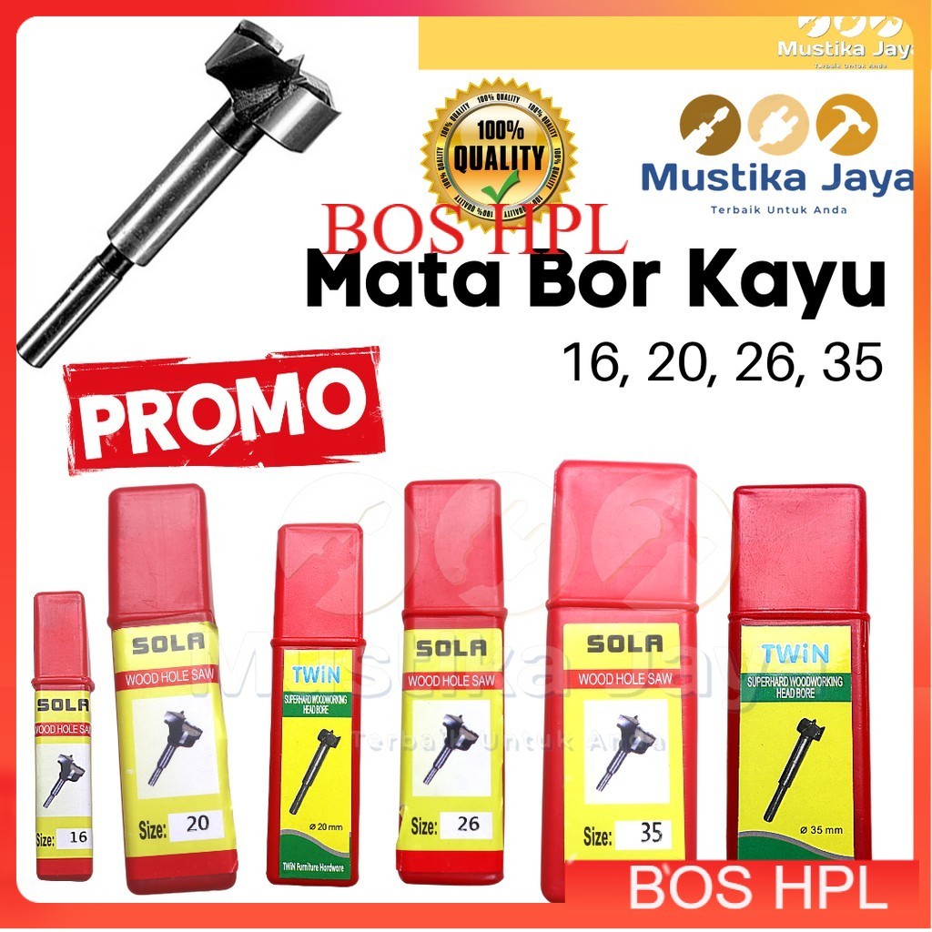 Jual Mata Bor Kayu Sola Twin Bahan Besi Ukuran 16 20 26 35 Murah ...