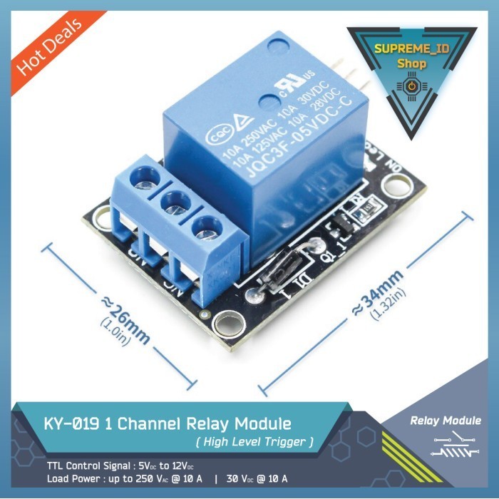Jual KY-019 1-Channel High Level Trigger Relay Module for Desktop Microcontroller | Shopee Indonesia