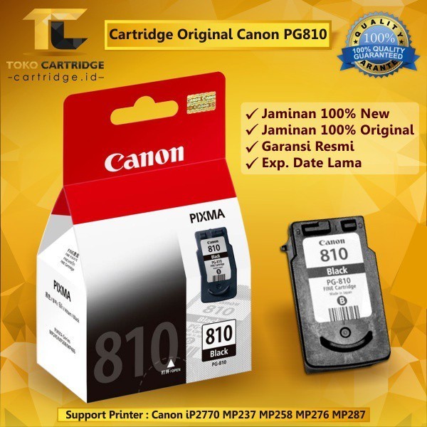 Jual Cartridge Original Canon PG-810 Black New Head Printer Hitam For ...
