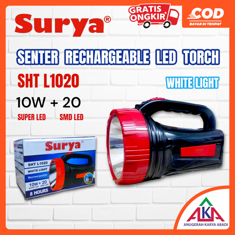 Jual Senter / Lampu Emergency SURYA SHT-L1020 10W 20 SMD LED Torch ...
