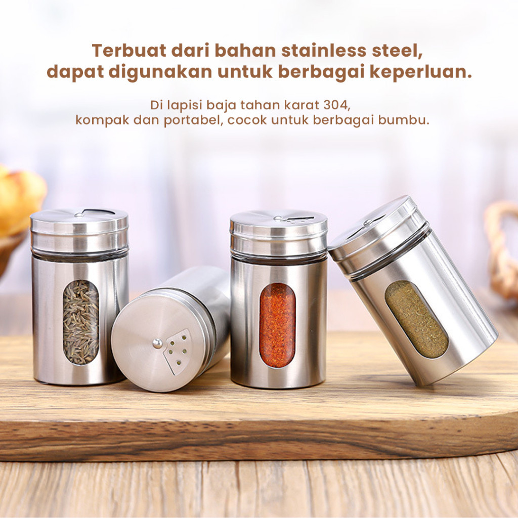 Jual Wadah bumbu Spice Jar botol Kaca Lada jinten Garam Cabe bubuk ...