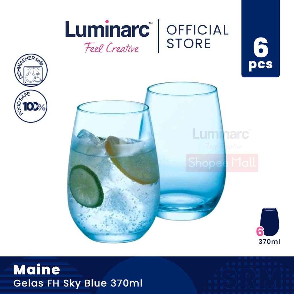 Jual LUMINARC Gelas FH Sky Blue Maine 370ml - 6pcs | Shopee Indonesia