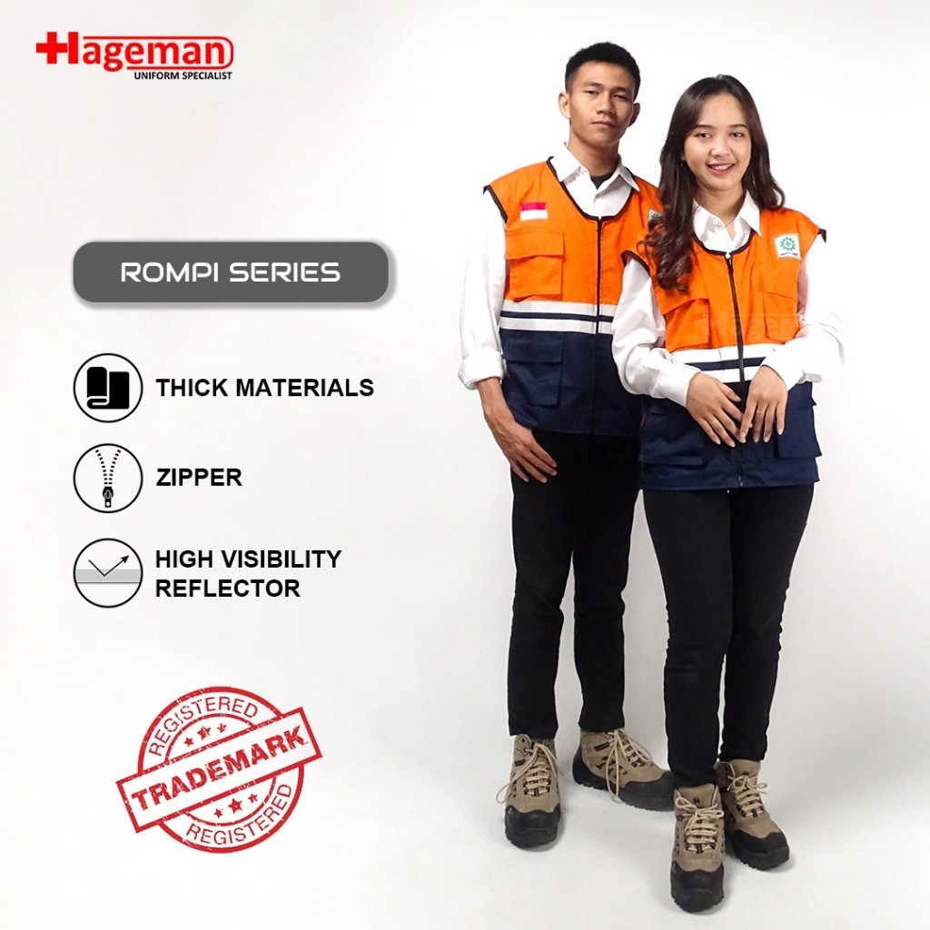 Jual Hageman - Rompi Safety Warna Orange / Rompi Kerja / Rompi Orange ...