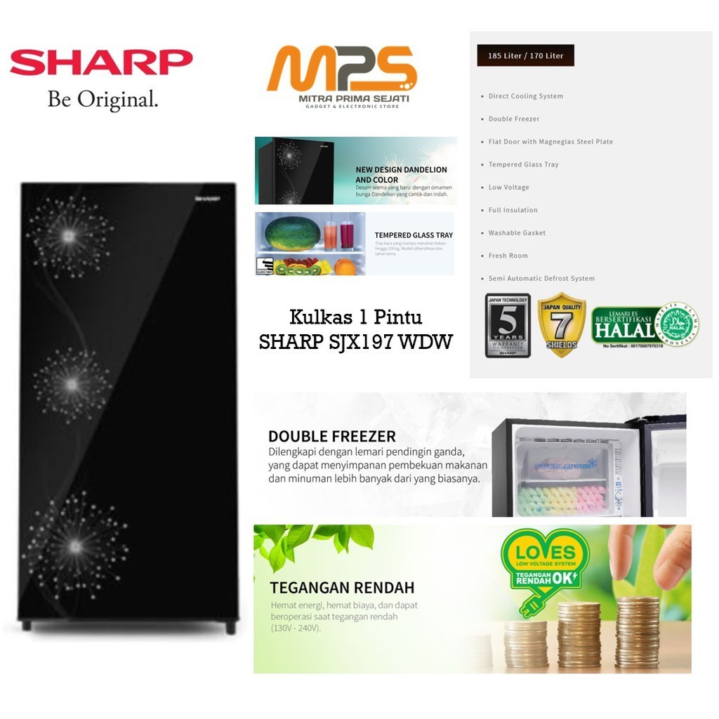 Jual Kulkas 1 Pintu Sharp SJ-X197WDW - Double Freezer | Shopee Indonesia