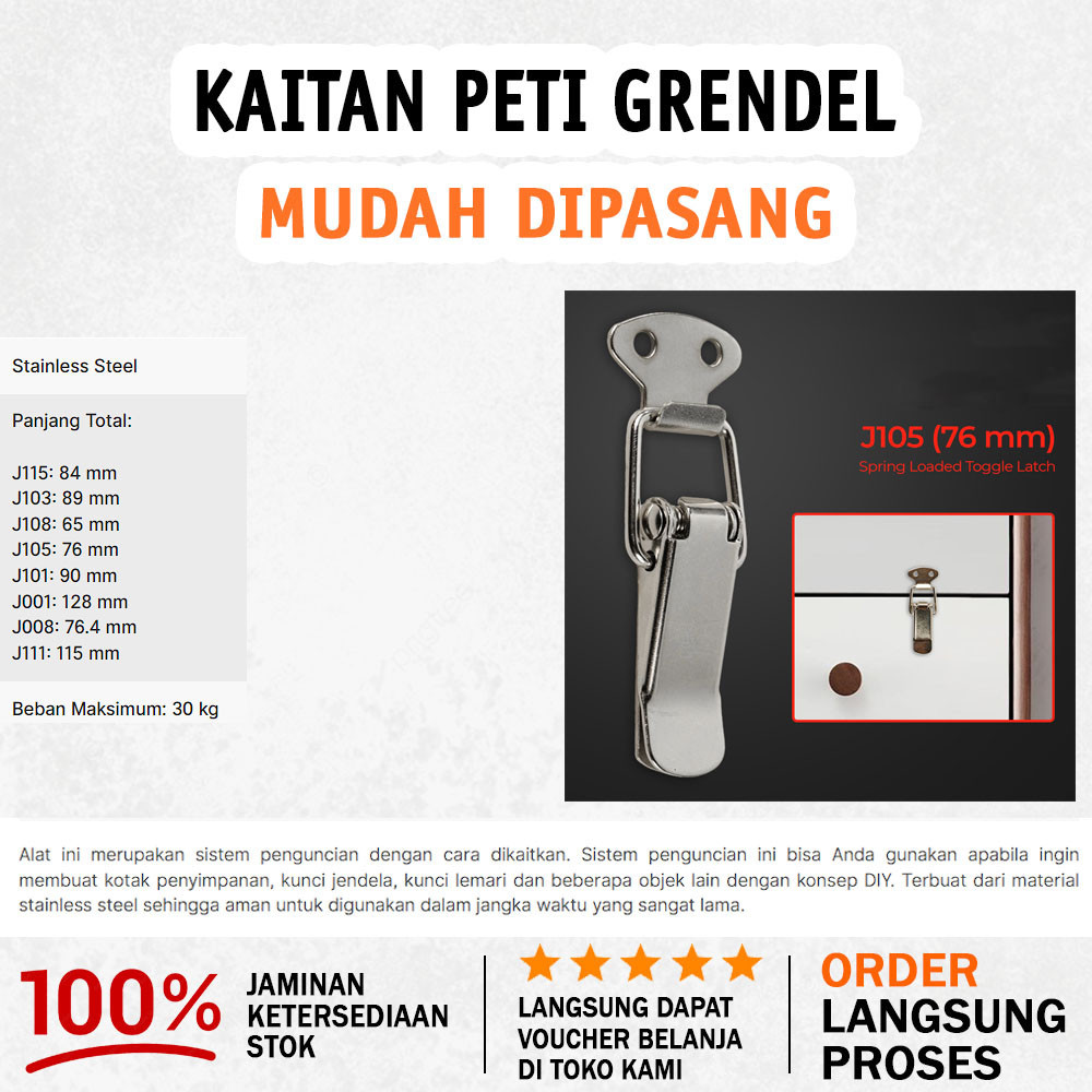 Jual Kancing Kunci Spring Loaded Toggle Latch Catch Hasp J105 | Access ...