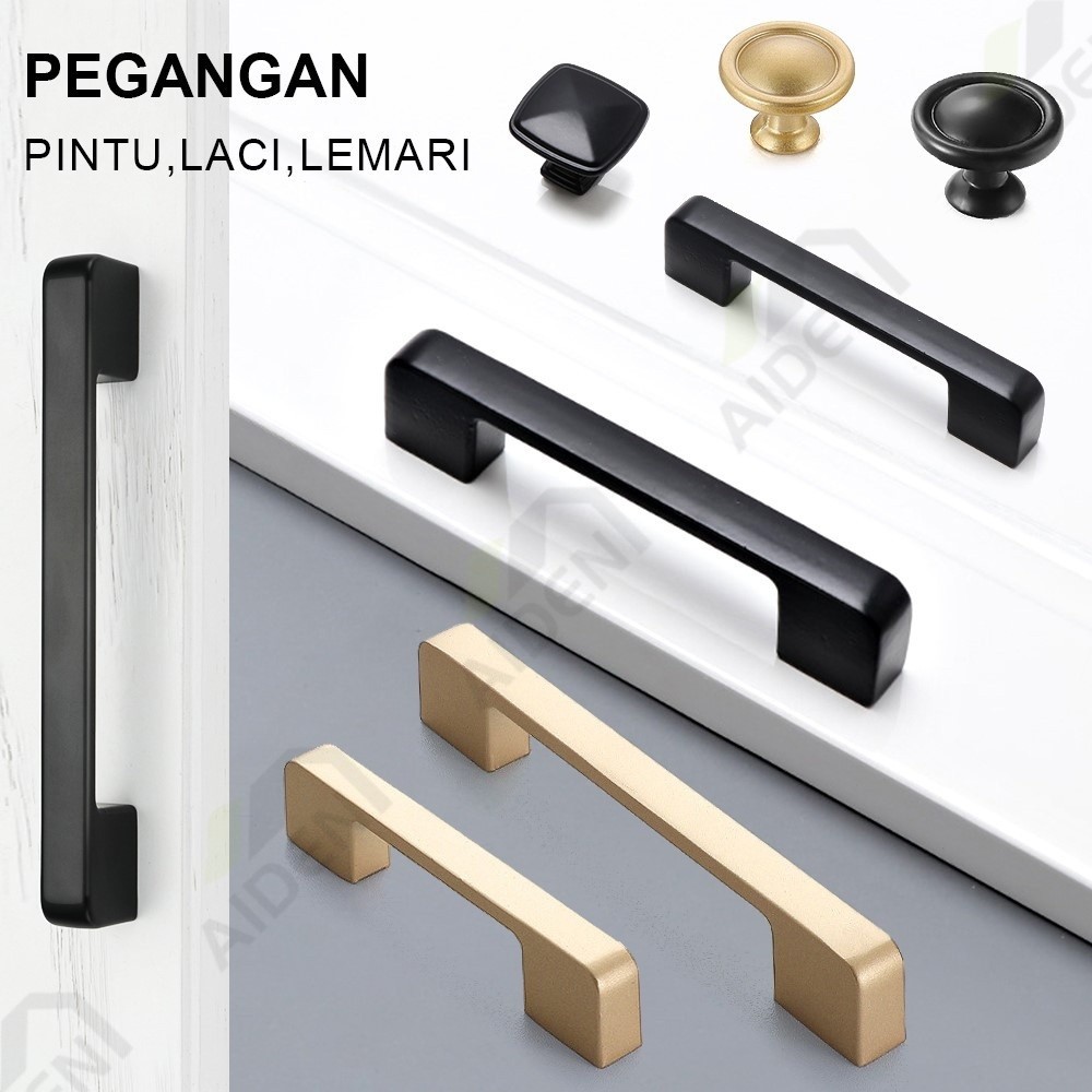 Jual Handle Pintu Lemari Tarikan Laci Gagang Pintu Minimalis Mewah Hitam Emas Kompenen Furniture