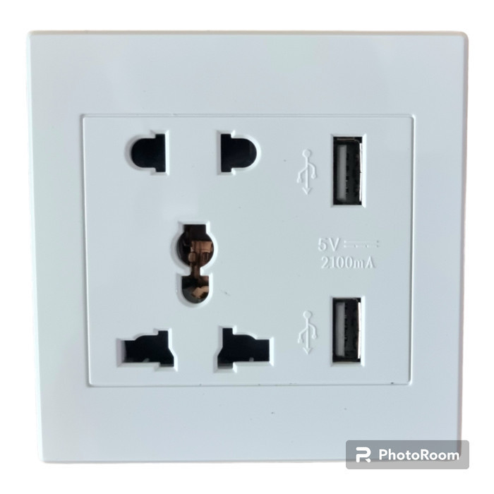 Jual Colokan Listrik Dinding Stop Kontak Universal UK EU US 2 USB Port ...