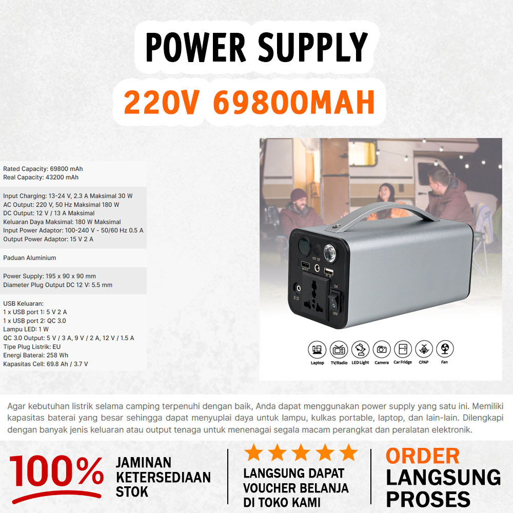 Jual Power Supply 220V 69800mAh Station Generator - Gray | Shopee Indonesia