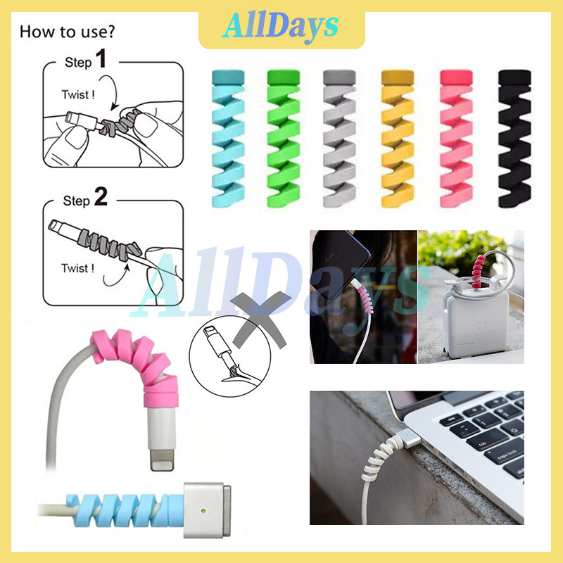 Jual Cord Protector Pelindung Kabel Charger Spiral Karet Anti Patah ...
