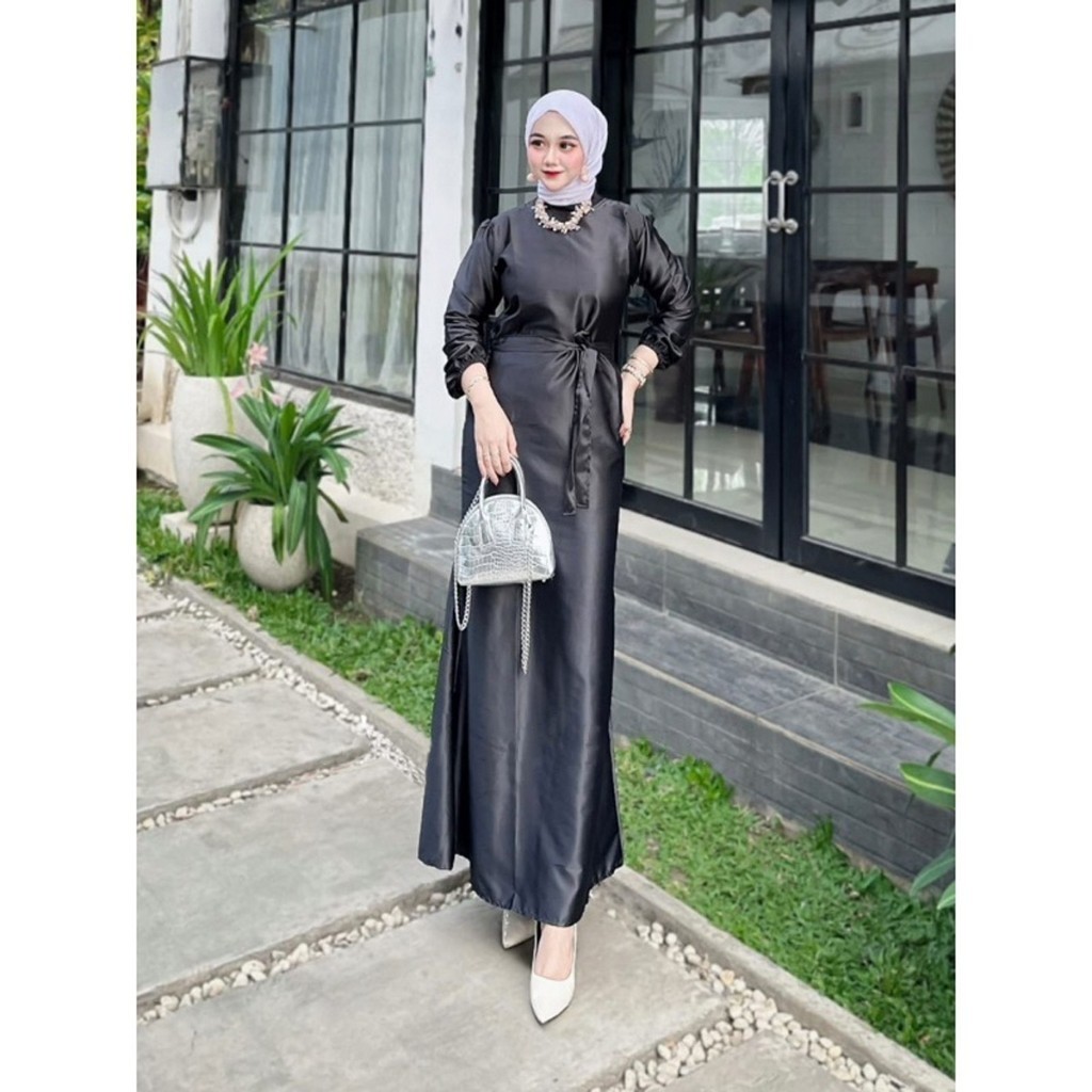 Jual LEBARAN DRESS SATIN KONDANGAN DRESS LEBARAN MITHA TALI OVERSIZE ...