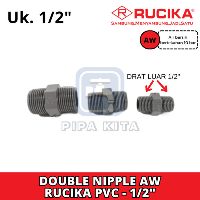 Jual Double Nipple AW 1/2 Inch RUCIKA PVC Double Drat Luar Double Valve TS | Shopee Indonesia