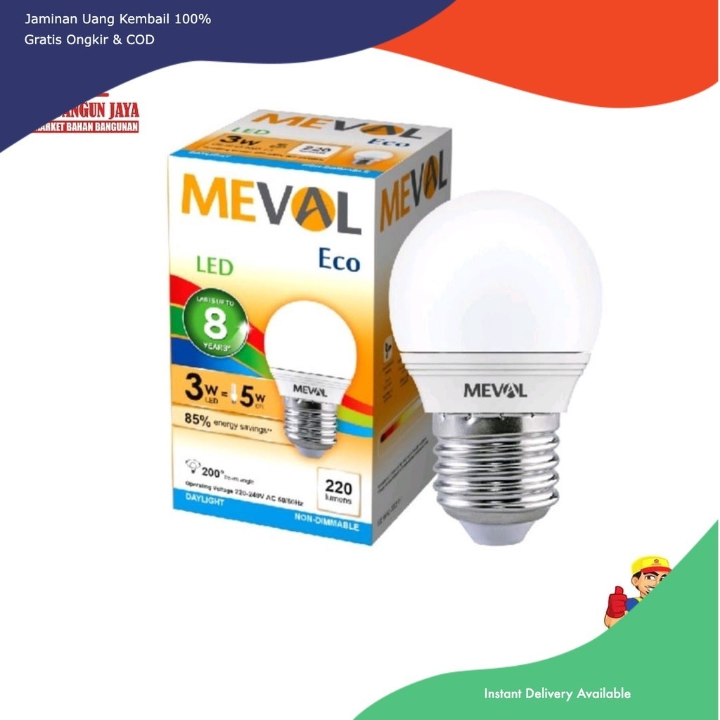Jual LAMPU LED BULB ECO 3W PUTIH MEVAL | Shopee Indonesia